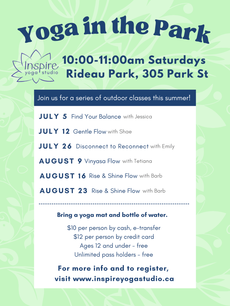 Schedule and Events – INSPIRE YOGA STUDIO